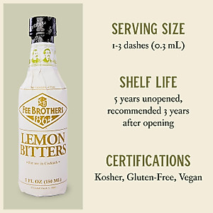 Fee Brothers Lemon Cocktail Bitters - Aromatic Cocktail Mixer & Concentrated Flavoring, Gluten Free, Vegan-Friendly, 5 fl oz
