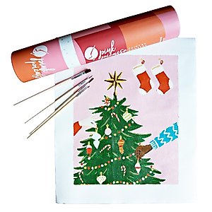 Pink Picasso Kits Color by Number Canvas Painting Kit | DIY 8x10 Premium Arts and Crafts Gift for Adults, Teens and Kids | Mid Century Merry Christmas