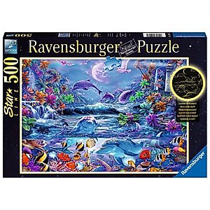 Ravensburger 15047 Moonlit Magic 500 Piece Glow in The Dark Puzzle for Adults - Every Piece is Unique, Softclick Technology Means Pieces Fit Together Perfectly