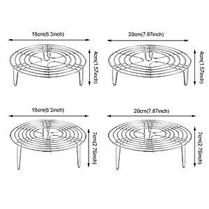 Round Steamer Rack and Cooling Rack,Stainless Steel Pot Trivet, Wire Steamer Kettle Rack Holder, Fit For Pots Cookware Pressure Cooker Pans Up, 8-Inches (size:20x7cm)