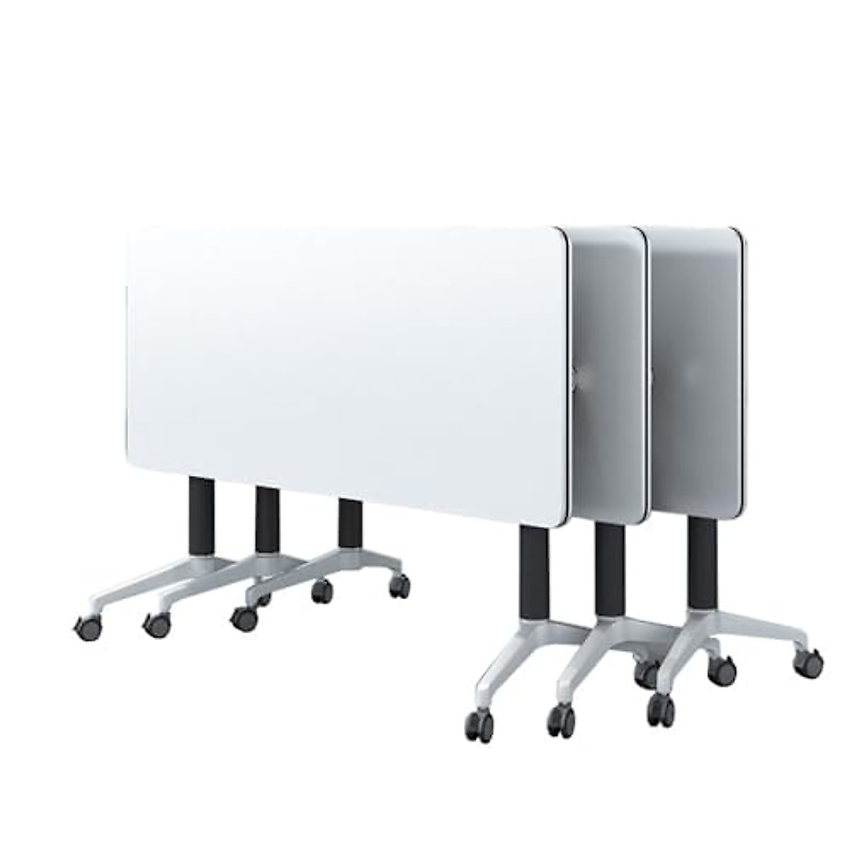 3pcs Foldable Conference Tables, Flip Top Mobile Training Table with Modesty and Lockable Wheels,Quickly Change from Horizontal to Vertical (Color : C, Size : 120 * 40 * 75cm)