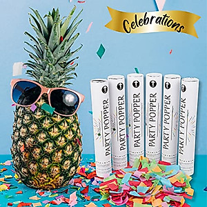 Clover Products Large Premium Confetti Cannon - (6 Pack) Multicolor Biodegradable Confetti Popper | Compressed Air Launches Confetti 20 - 25 Feet | Party Poppers for any Celebration, Parties, Birthdays, Weddings.