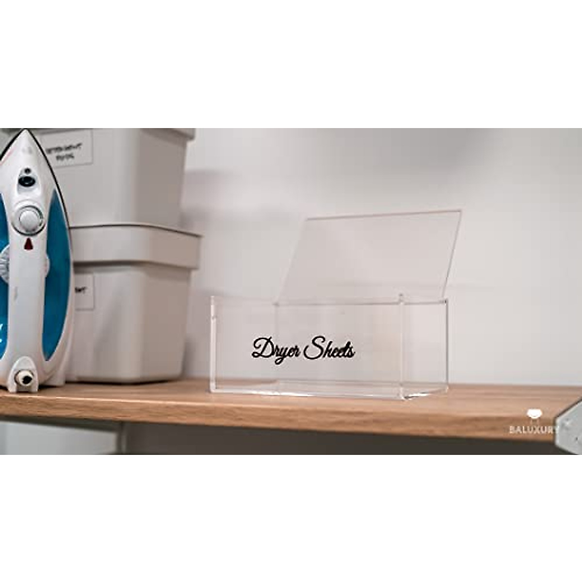 BALUXURY Acrylic Laundry Dryer Sheet Holder, Clear Dryer Sheets Container with Lid for Laundry Room Decor