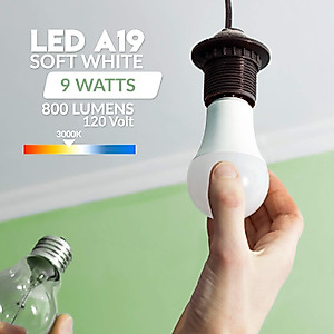 KOR (Pack of 6) 9W LED A19 Light Bulb – (60W Equivalent), UL Listed, 3000K (Soft White), 750 Lumens, Non-Dimmable, LED 9 Watt Standard Replacement Bulbs, with E26 Base, 15000 Hours, Long Life