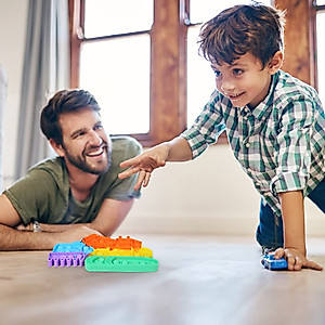 Silicone Pop Push Bubble Fidget Sensory Toy,Stress Reliever Autism Special Need Anti-Anxiety Squeeze Toy,Cute Rainbow Excavator Digger (Rainbow)