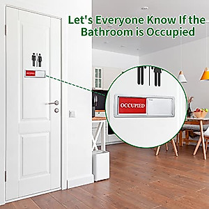 Privacy Sign, Vacant Occupied Sign for Bathroom Door, Magnetic & Sticky Slider for Home Office Restroom Conference Hotles Hospital, Tells Whether Room Vacant or Occupied, 7'' x 2'' - Silver