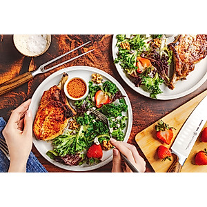 Zebra Wood, 6-Piece BBQ Knife Set, Fully Forged Stainless Steel Grilling Utensils Including Brisket Knife, Butcher Knife, Chef's Knife, Boning Knife, Carving Fork, Knife Carrying Roll