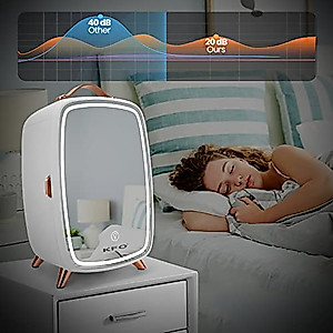 KFO Portable Mirrored Beauty Fridge With LED Lighting,6 Liter Portable Mini Fridge for Makeup, 4 Liter/6 Can 3 LED Mirror Light Mode,for Makeup Storag