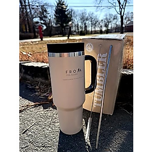FROJA 40-oz Vacuum-insulated Stainless Steel Tumbler with Lid, Straw, 12 Hours Hot/24 Hours Cold, BPA-Free, Leak-Proof, Large Capacity