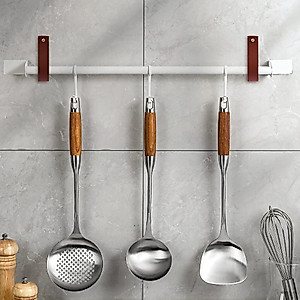 QWLWBU 8 Pcs Artificial Leather Wall Hooks, Leather Curtain Rod Straps, Wall Hanging Straps for Bathroom Kitchen Bedroom Towel Holder (Light Brown)