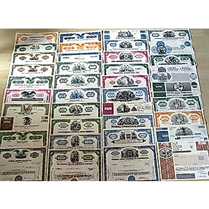 AMAZON SPECIAL!! 50 DIFFERENT RARE ORIGINAL VINTAGE US STOCK CERTIFICATES @ 50c!!! MANY BIG NAMES! LOWEST PRICE on EARTH!! BUY 2 LOTS GET 100 DIFFERENT with REDUCED SHIPPING!!!