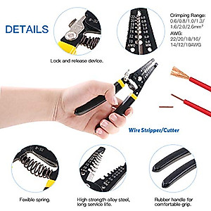Glarks 24Pcs Solar Crimper Solar Crimping Tools for 2.5/4/6mm² Solar Panel PV Cable with 6 Pair Solar Panel Connector and 1 Pair Solar Connector Assembly Tool Spanner Wrench and a Wire Stripper