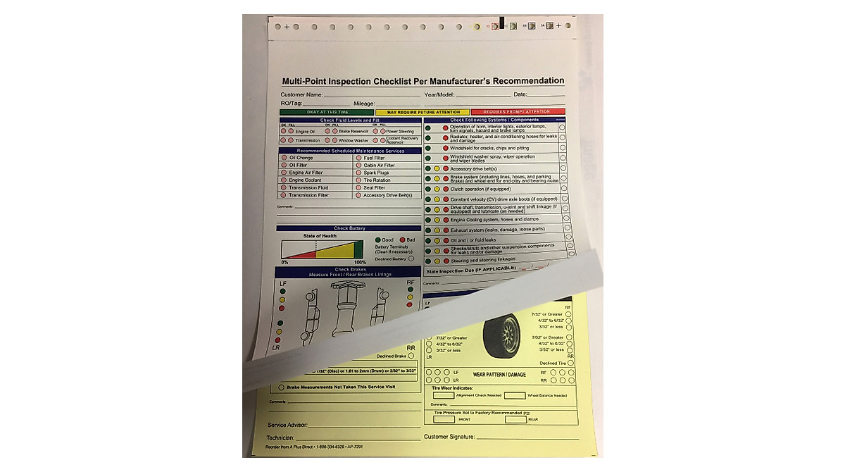 Vehicle Multi-Point Inspection Forms - Pack of 250