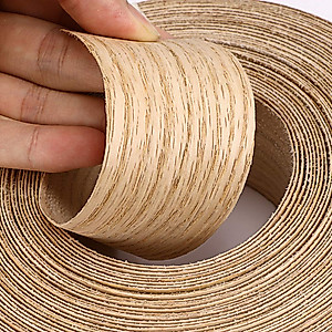Skelang Red Oak Wood Veneer Edge Banding Preglued Iron-On with Hot Melt Adhesive Edgebanding Flexible Wood Tape (2" x 50')