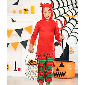 DDBASKET Halloween Bucket Halloween Trick or Treat Candy Bucket Pumpkin Pattern Halloween Party Tote Bags Gift Basket Goody Bucket for Kids Halloween Party Supplies(Spooky Pumpkin)