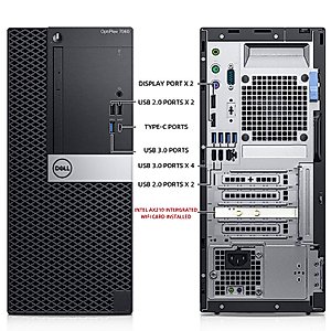 Dell OptiPlex 7060 Tower Computers Desktop Computer Windows 11,i7-8700 3.2GHz,32GB DDR4 Ram 512GB SSD M.2 NVMe SSD,Intel AX210 Built WiFi 6e Bluetooth 5.3, Refurbished Desktop,HDMI,DVD-RW (Renewed)