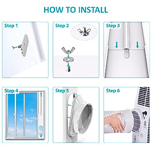 DMHAFFDS 5.1 Inches Upgraded Portable AC Window Kit, Air Conditioner Window Kit for Windows, Not for Doors, Seamless Adjustable Sliding AC Vent Kit for Ducting Exhaust Hose of 5.1 Inches Diameter