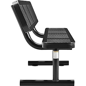 Global Industrial 72" Perforated Metal Outdoor Picnic Bench with Backrest, Black