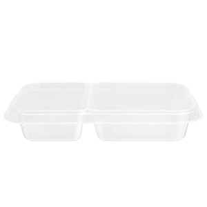 Restaurantware TRAYS ONLY: Futura 15.2 Ounce Trays For Containers 100 Microwavable Trays For 24 34 And 44 Ounce Containers - Containers Sold Separately 2 Compartments Clear Plastic Food Trays