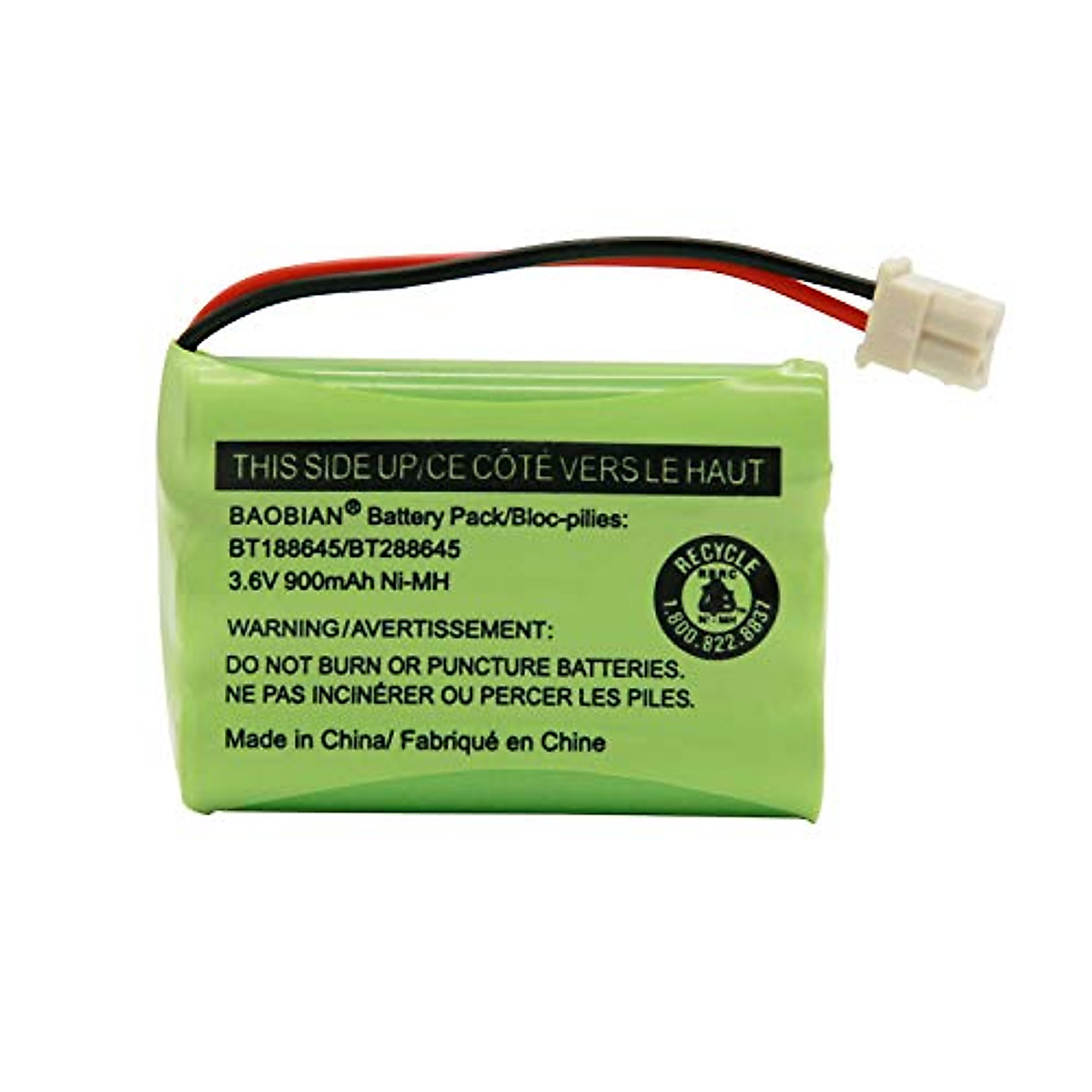 BAOBIAN BT188645/BT288645 Battery Pack 3.6V 900mAh Ni-MH Compatible with VTech VM312 VM3251 VM3252 VM3261 Motorola MBP481 MBP482 MBP483 Digital Video Baby Monitor
