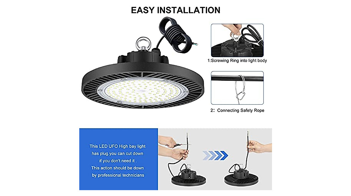 Juyace UFO LED High Bay Light 200W 28000lm 800W HID/HPS Equivalent High ...