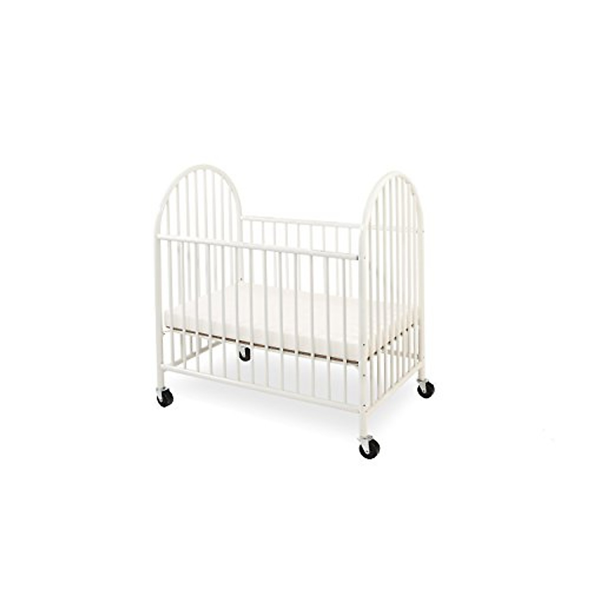 LA Baby Arched Metal Compact Crib White
