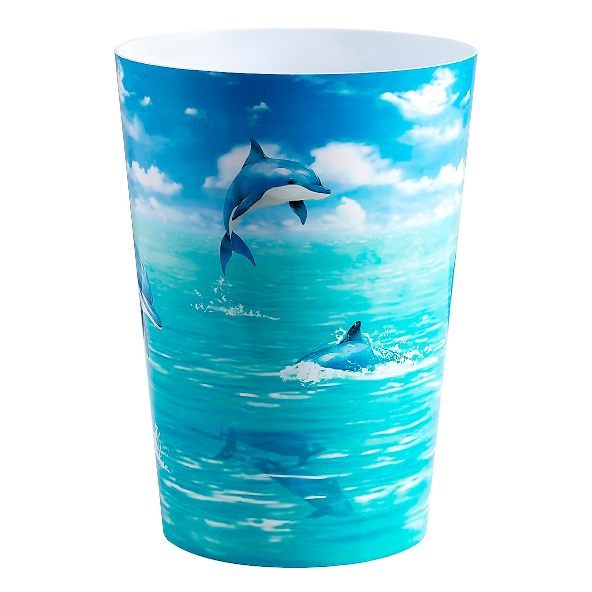 Allure Home Creation Jump for Joy Dolphin Plastic Wastebasket Compact Size 1.71 Gallons