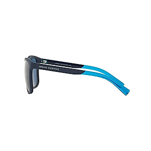 A|X ARMANI EXCHANGE Men's AX4049SF Low Bridge Fit Square Sunglasses, Matte Blue/Blue, 57 mm
