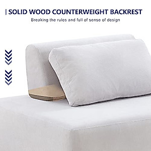 Lyromix 85'' Upholstered Sofa with Multi-Directional Modular Pillow, Loveseat for Living Room, Modern Couch for Bedroom, Cream