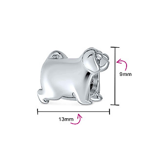 Personalize BFF Puppy Pet Lover Charm Pug Bulldog Dog Bead Charm For Women For Teen Oxidized .925 Sterling Silver Fits European Bracelet