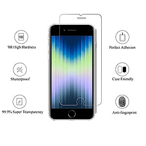 Ailun Screen Protector Compatible for iPhone SE 2020 2nd/2022 3rd Generation, iPhone 8,7,6s,6, 4.7-Inch Tempered Glass 0.25mm Case Friendly 3 Pack Clear