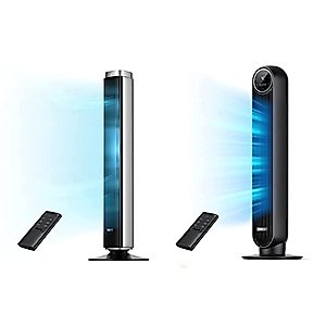 Dreo 42'' Pilot Pro Tower Fan with Remote, Black (DR-HTF005) & Nomad One Tower Fan with Remote, 24ft/s Velocity Quiet Cooling Fan, 90° Oscillating Fan, Black, (DR-HTF007)