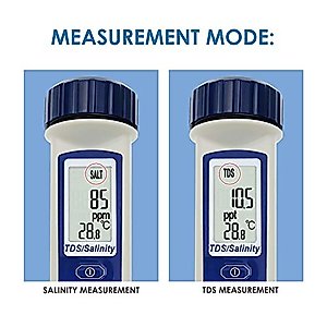 3 in 1 Salt Tester Salinity Meter,TDS/Salinity/Temp Water Quality Tester PPM Meter Pen Type Salinometer Monitor Measurement Salinity Checker for Pond Pool Aquarium Saltwater Seawater with ATC