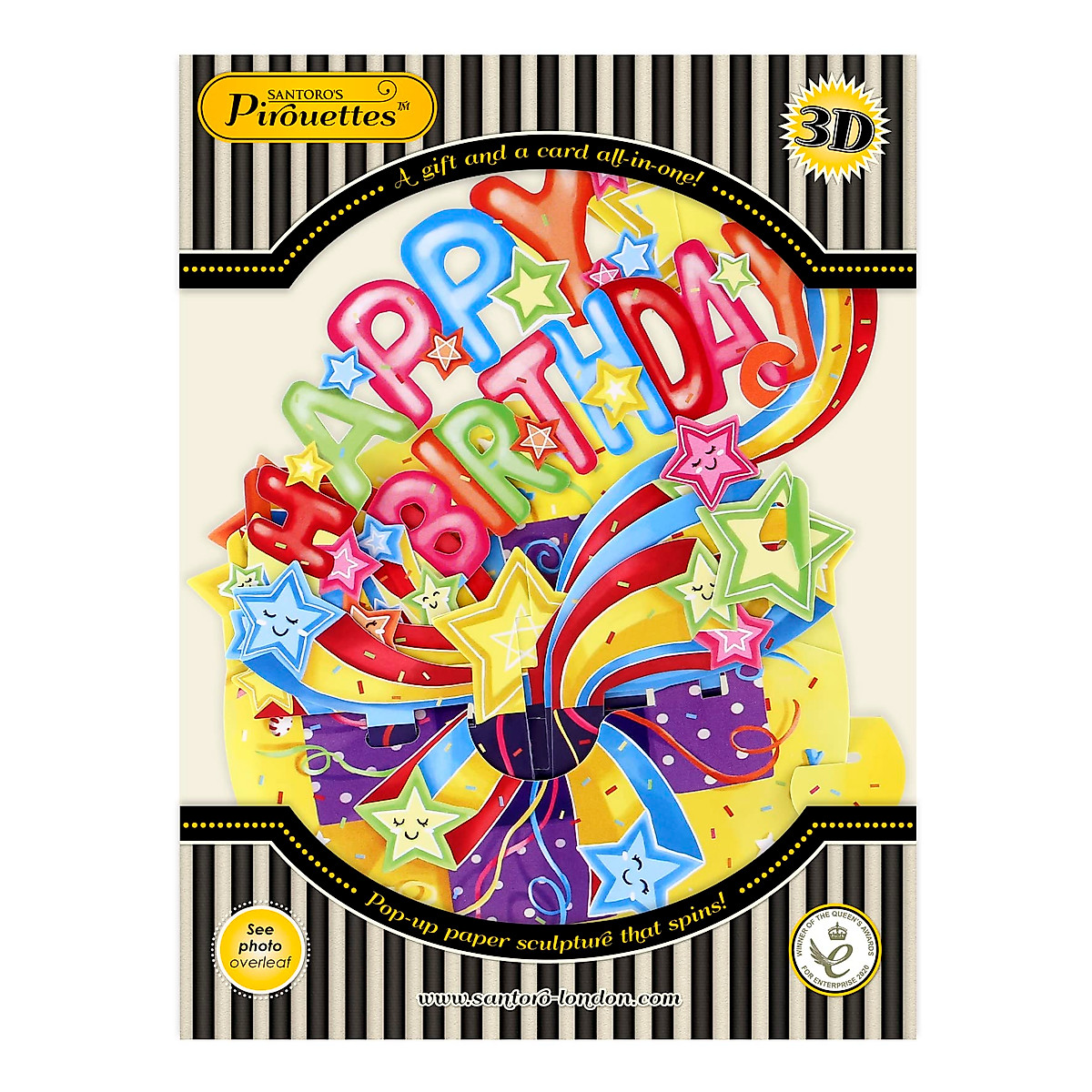 SANTORO Pirouette - 3D Pop Up Birthday Card - Shooting Stars - For Him, For Her, For Adults, For Kids - Birthday Gift - Interactive Card - Collectible Card - Creative Invitations, Unique Centerpieces, Memorable Decorations