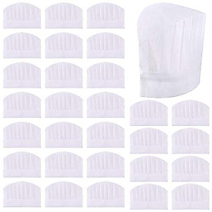 Sntieecr 30 Pack 8 Inch Kids White Paper Chef Hats, Chef Toques Kitchen Chef Caps for Cooking, Baking, Party Favors, Home Kitchen, School and Restaurant