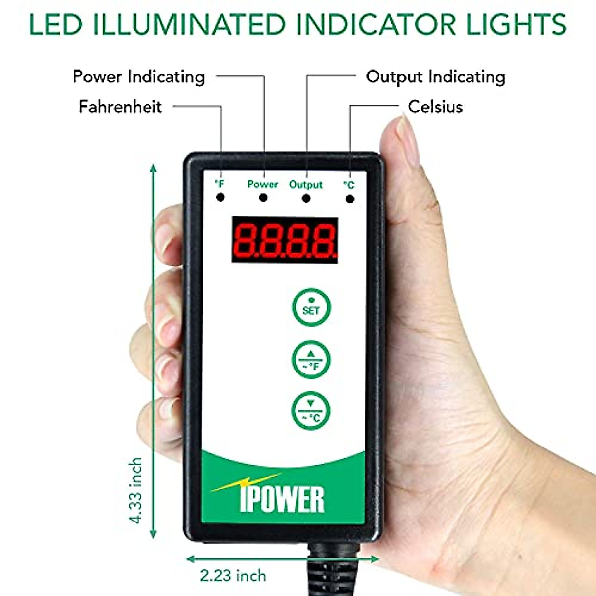 Simple Deluxe 50W Reptile Ceramic Heat Bulb No Light Emitting with 5.5 Inch 60W Dome Light Clamp Lamp Fixture and Digital Thermostat Controller, for Incubating Chicken & Amphibian Pet