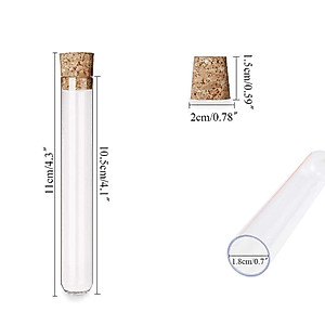 KINDPMA 20Pcs 18ml Clear Plastic Test Tubes 18x105mm with Cork Stoppers Tube Holder Candy Test Tubes for DIY Flowers Crafts Candy Bath Salts Storage Halloween Christmas Science Lab Wedding Party Favor