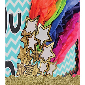 Carson Dellosa Stars Cutouts, 36 Black & Gold Star Cutouts for Bulletin Board and Classroom Décor, Space Décor and Galaxy Décor Classroom Cut-Outs, Black and Gold Star Décor