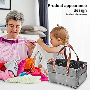 KITERI Diaper Caddy Basket, Felt Storage Caddy, Baby Diaper Caddy Organizer With Handles, Portable Nursery Storage Bin, Baby Diaper Organizer Caddy Bag Suitable For Diapers And Cars