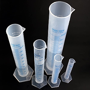 Glass Measuring Cup 5Pack Measuring Cylinder Graduated Cylinder 100ml 2 500ml 1000ml for Science Projects, Pour Spout Measuring Cup