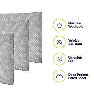 Queen Sheets Dot Grey - 6 Piece 1500 Supreme Collection Fine Brushed Microfiber Deep Pocket Queen Sheet Set Bedding - 2 Extra Pillow Cases, Great Value, Queen, Dot Gray