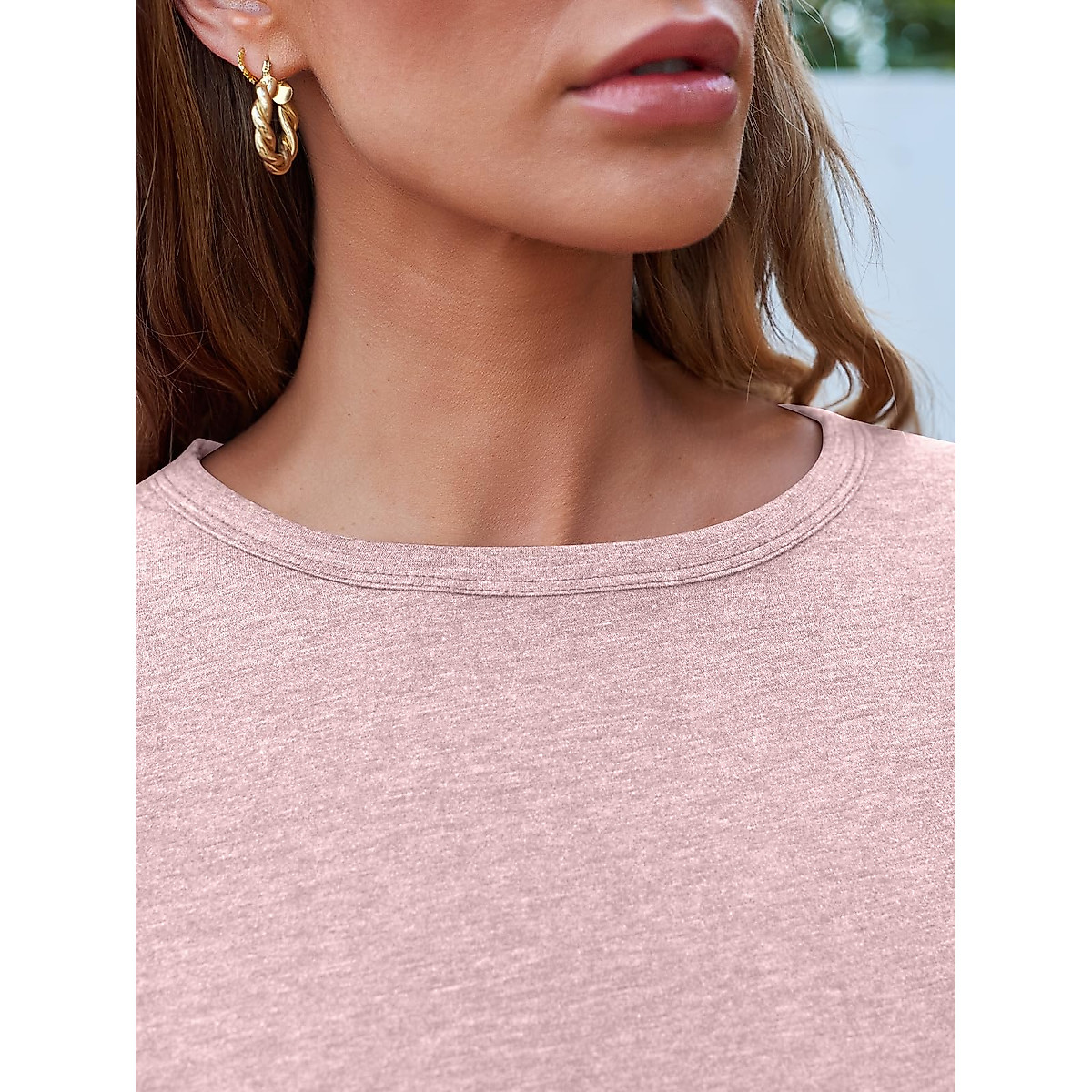 AUTOMET Spring Tops Womens Long Sleeve Shirts Workout Plus Size Tees Fall Outfits Clothes 2025 01pink L