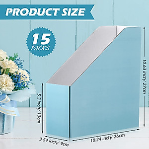 15 Pack Cardboard File Holder Organizers Blue Magazine File Holder Cardboard Document Rack Magazine File Srorage Magazine Storage Contains for Home Office School Desktop Supplies