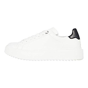 Steve Madden Women's Catcher Sneaker, White Black, 8.5