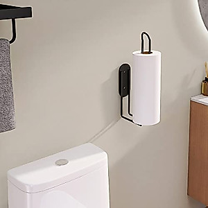 Paper Towel Holder Under Cabinet, H-SPACE Wall Mount Paper Towel for Kitchen, Self-Adhesive and Drilling Paper Towel Bar, Paper Towel Rack, SUS201 Stainless Steel 11 inch (Black, 2PC)