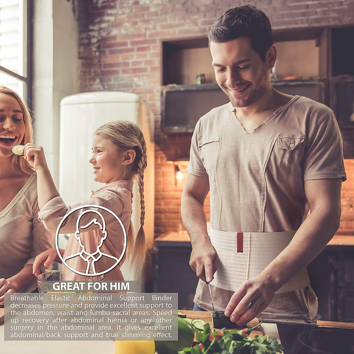 ORTONYX 6.25" Abdominal Binder for Men and Women/Postpartum Post-operative Post-surgery Wrap/Abdomen Navel Umbilical Hernia Support Belt / 524006 Beige S/M