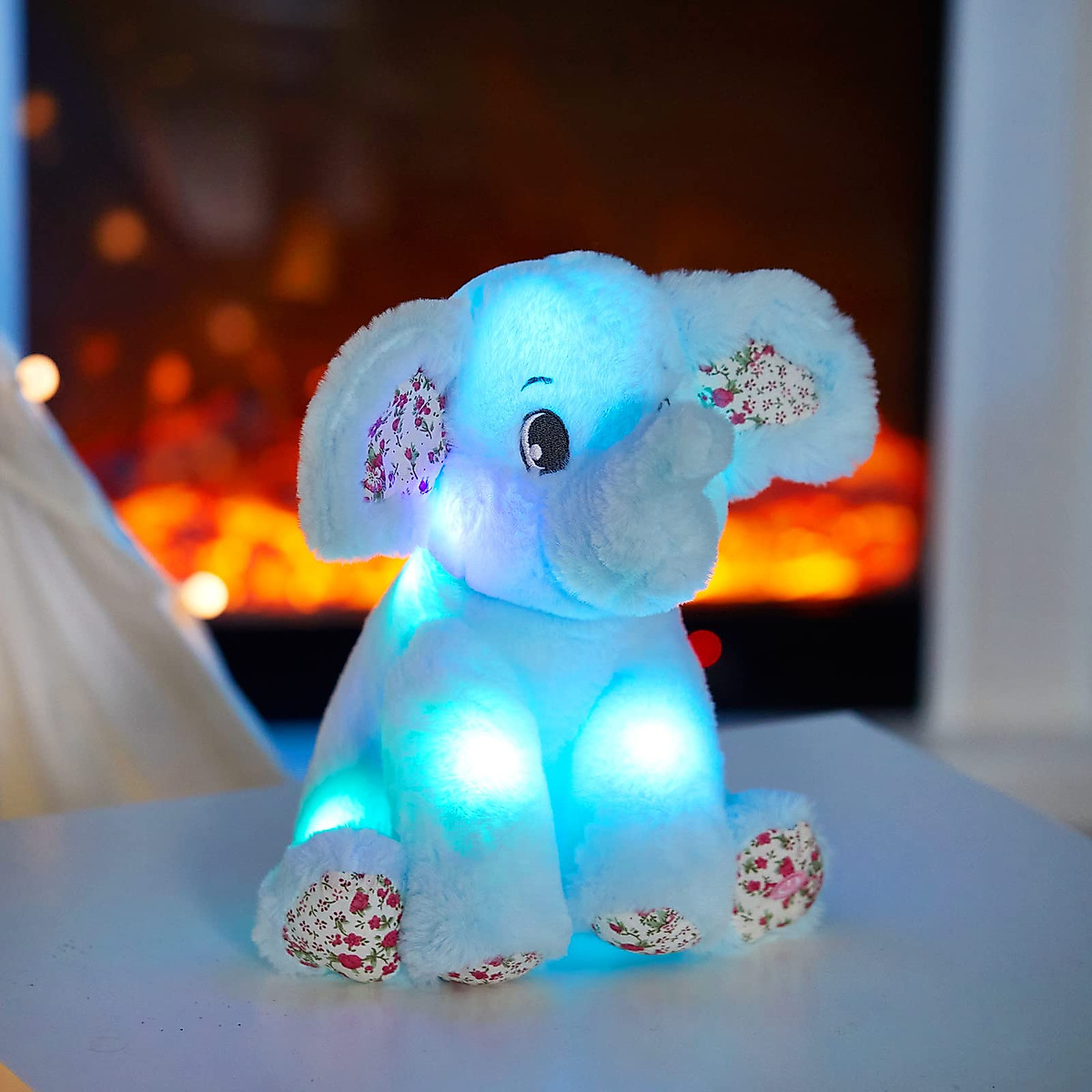 BSTAOFY Light up Elephant Soft Plush Toy Cozy Floppy LED Stuffed Animals Lullabies Nightlight Bedtime for Kids Birthday Valentines for Toddlers 12‘’