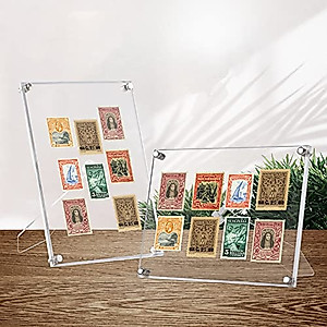 Serwrsw 4 Pack 5x7 Acrylic Floating Frames, Clear Desk Frame for Family Photos or Office Pressed Flowers, Tabletop Display Frame for Kid Art Work