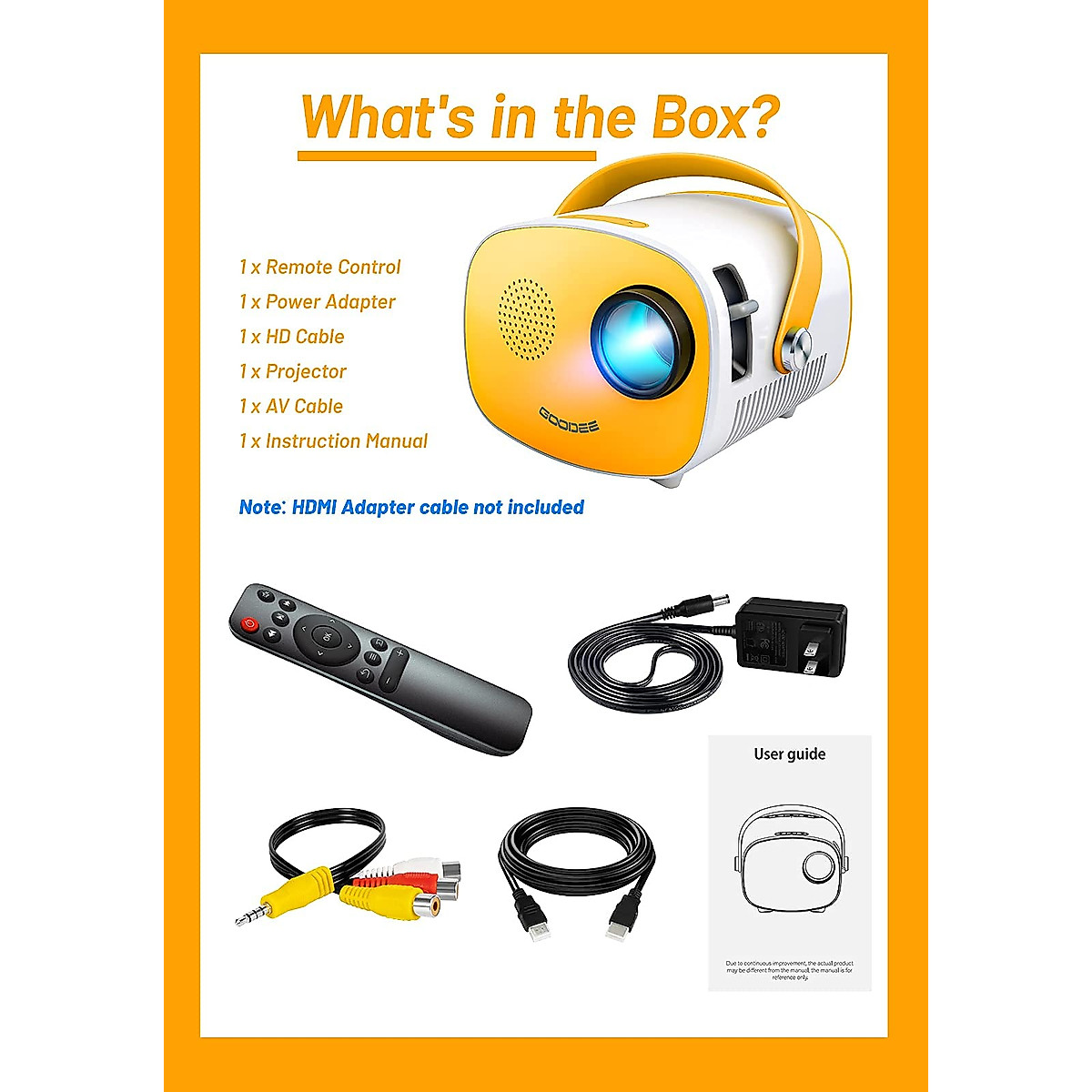 Mini Projector,GooDee Portable Projector for iPhone, 1080p Supported Movie Projector, 2500lux Small Home Video LED Pico Pocket Phone Projector for Bedroom Laptop HD USB AV Interfaces