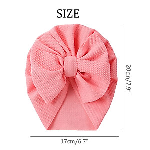Cinaci 8 Pack Solid Big Knotted Hair Bow Large Bowknot Knot Beanie Turban Hats Caps Headwraps for Baby Girls Infants Toddlers Kids